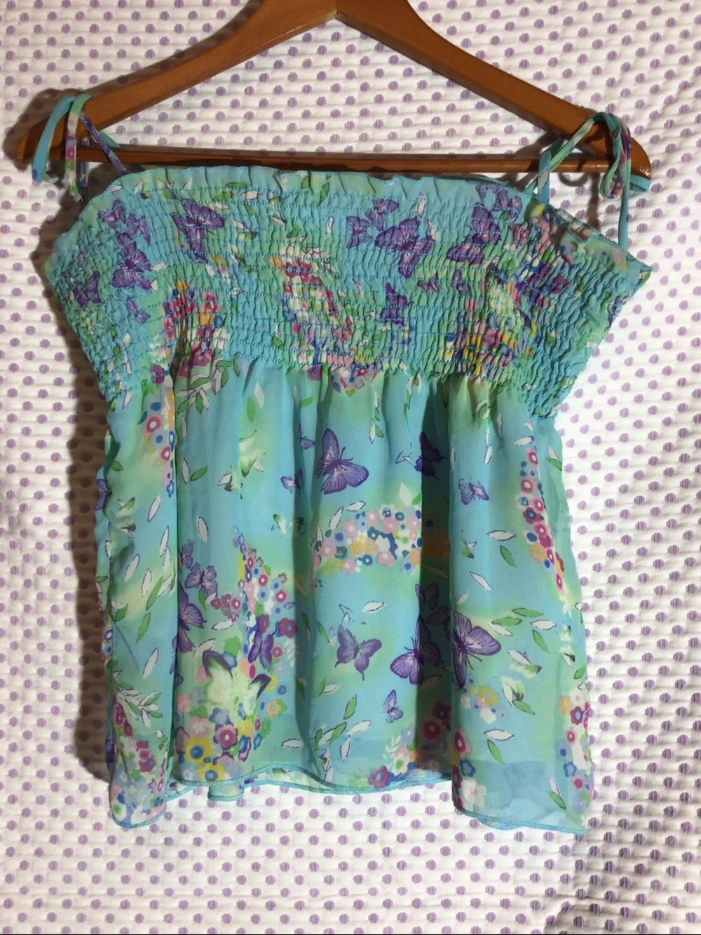 No Boundaries | Tops | No Boundaries Aqua Floral Purple Butterfly ...